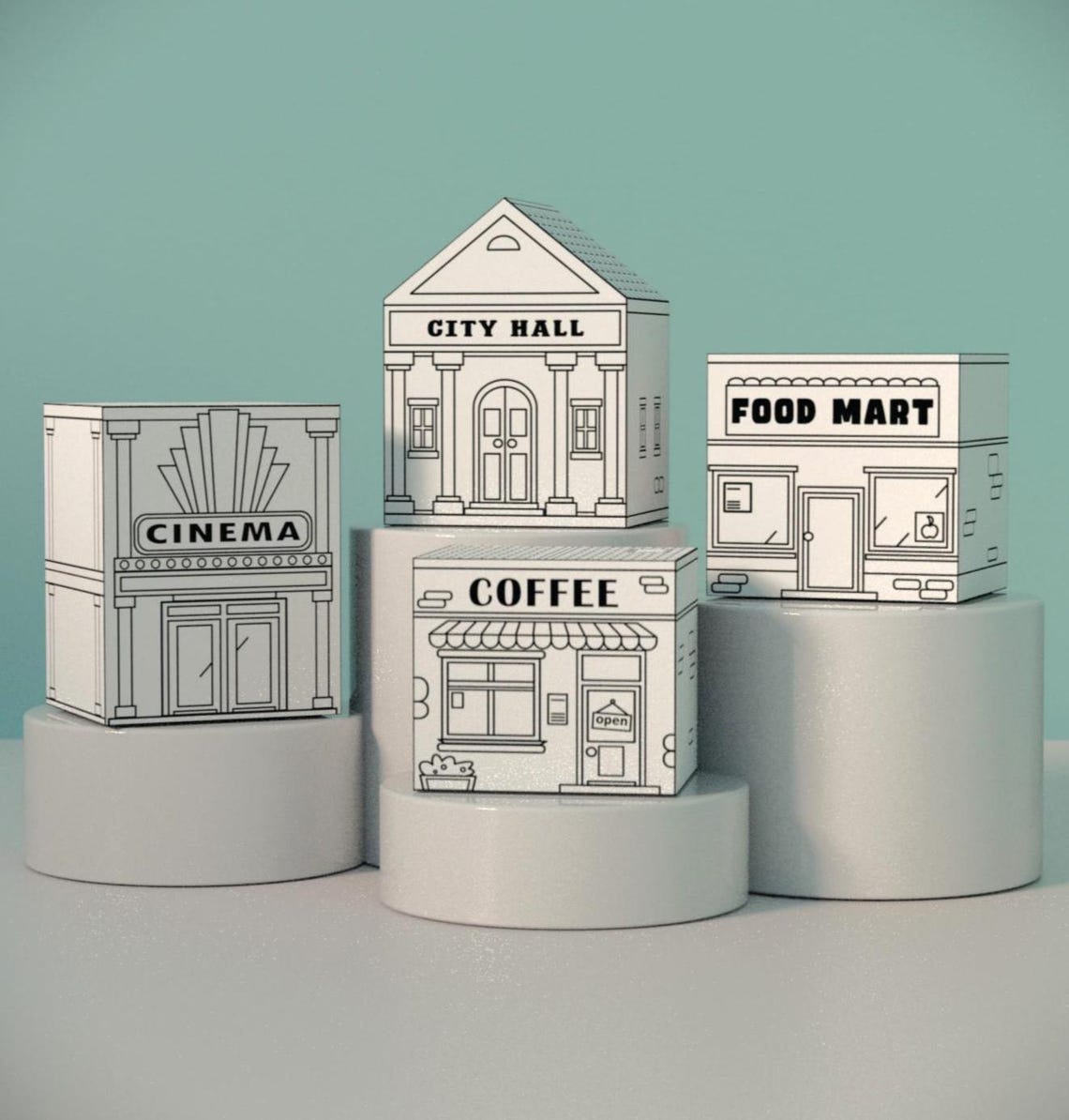 Printable Paper City, Little City Model Set, Foldable Building ...