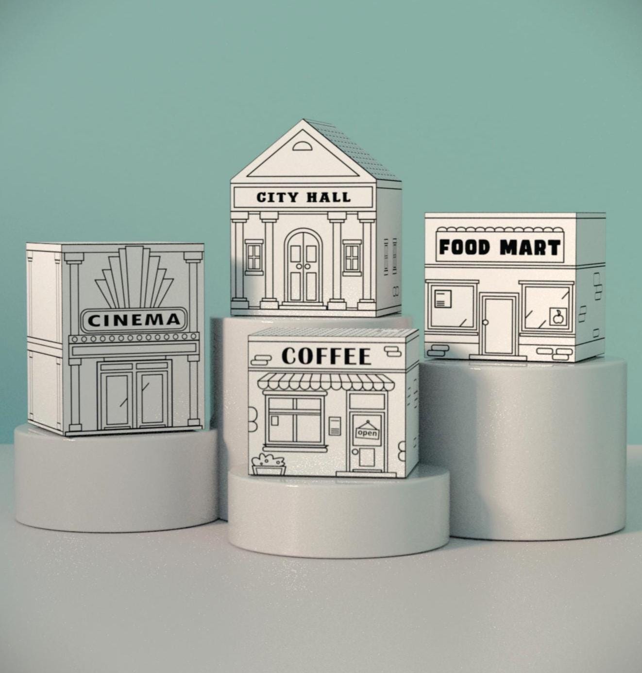 Printable Paper City, Little City Model Set, Foldable Building ...