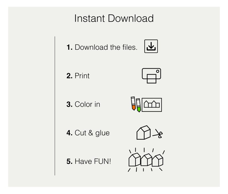 Printable Paper Houses, Printable 3D Paper House Set, Paper House Model ...