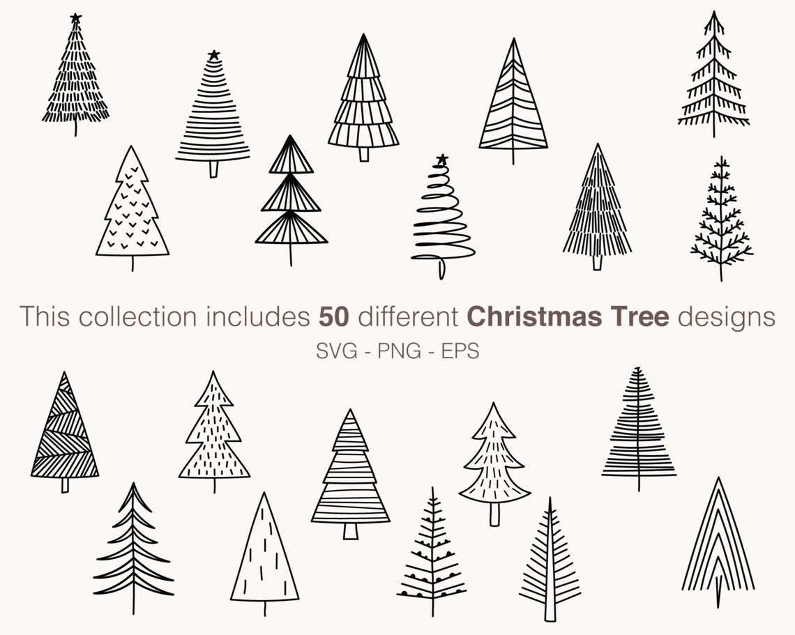 Christmas Tree SVG Bundle, 50 Christmas Tree Designs, Christmas Tree ...