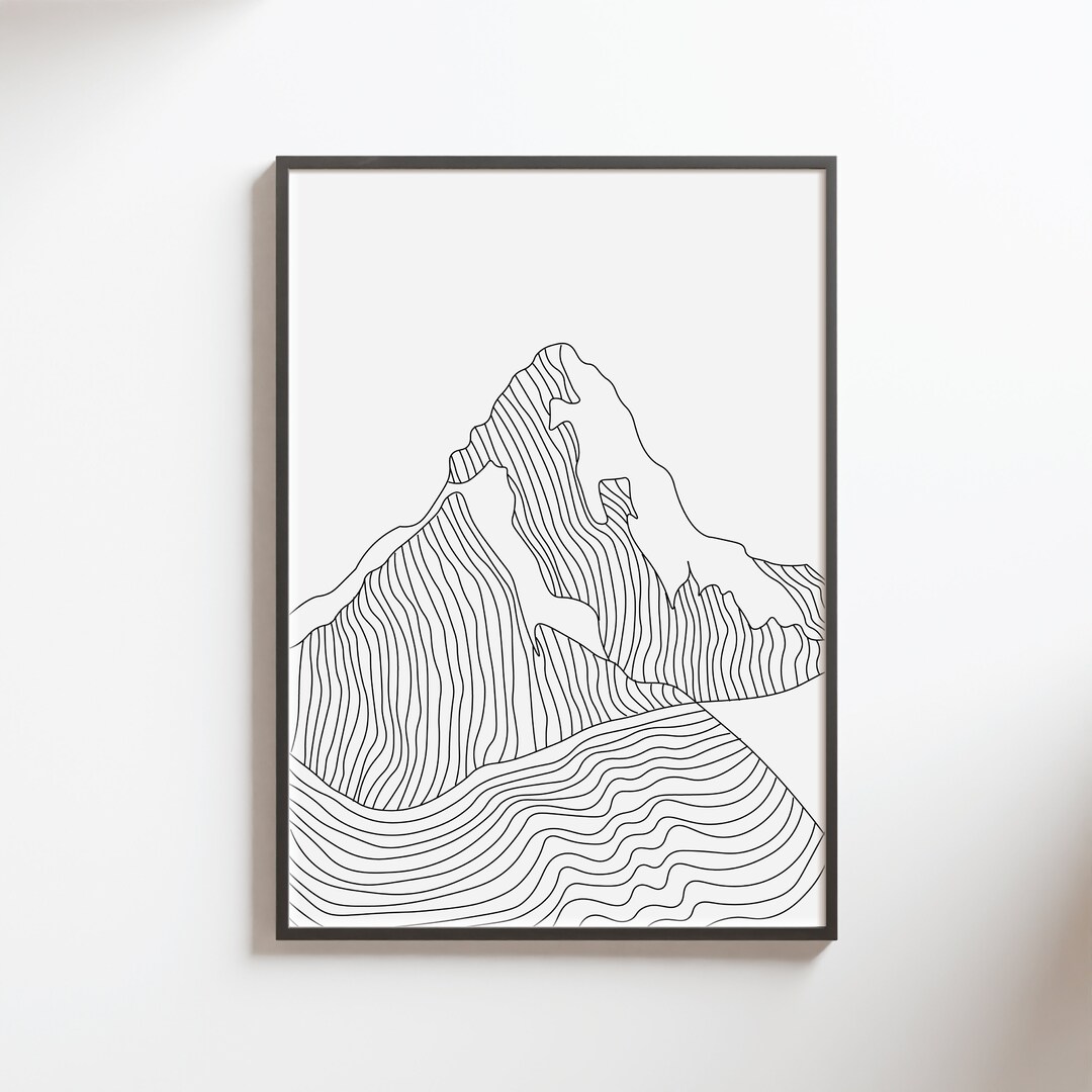Mountain Line Art Print Minimalist Wall Art Modern Mountain - Etsy