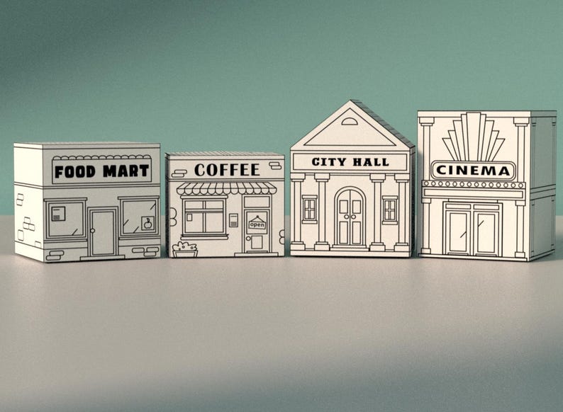 Printable Paper City, Little City Model Set, Foldable Building ...
