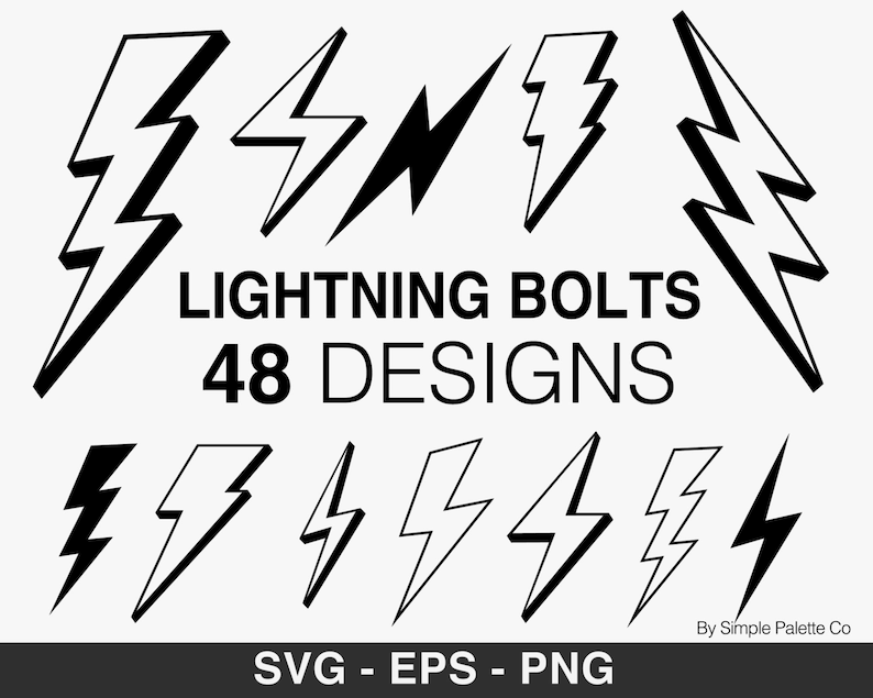 Lightning Bolt SVG Bundle, 48 Lightning Bolt Designs, PNG, EPS ...