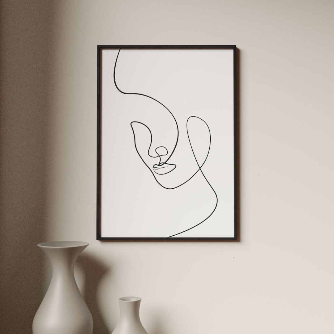 Woman Line Art Print, Face Line Art Print, Downloadable Art, Minimalist ...