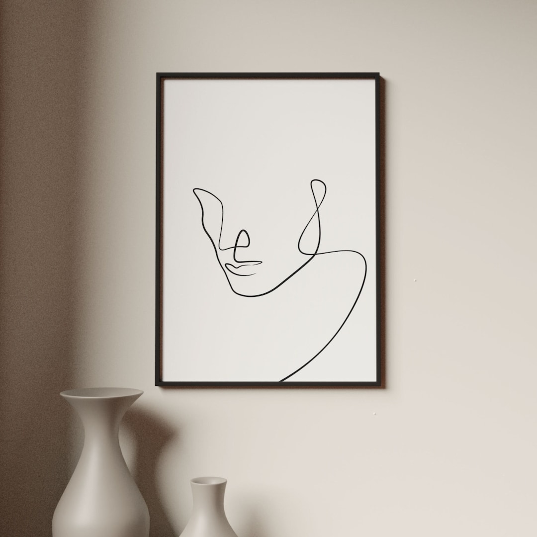 Face Line Art Print, One Line Art, Minimalist Wall Art, Abstract Wall ...