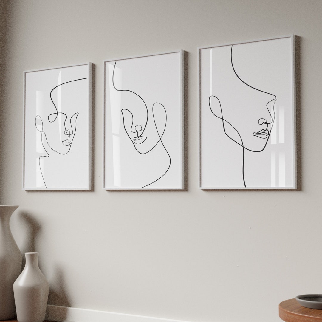 Woman Line Art Print Set of 3 Minimalist Wall Art Decor - Etsy Hong Kong