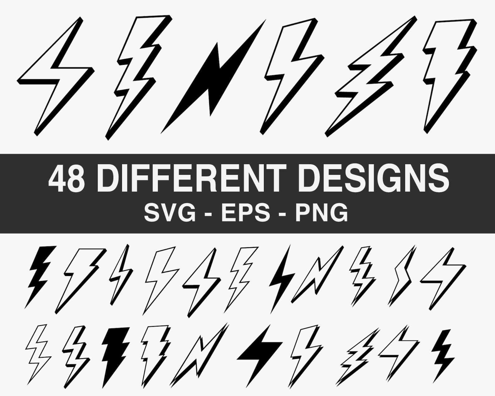 Lightning Bolt SVG Bundle, 48 Lightning Bolt Designs, PNG, EPS ...