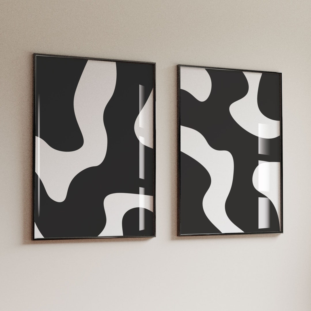 Abstract Art Print Set of 2, Downloadable Art, Minimalist Wall Art ...