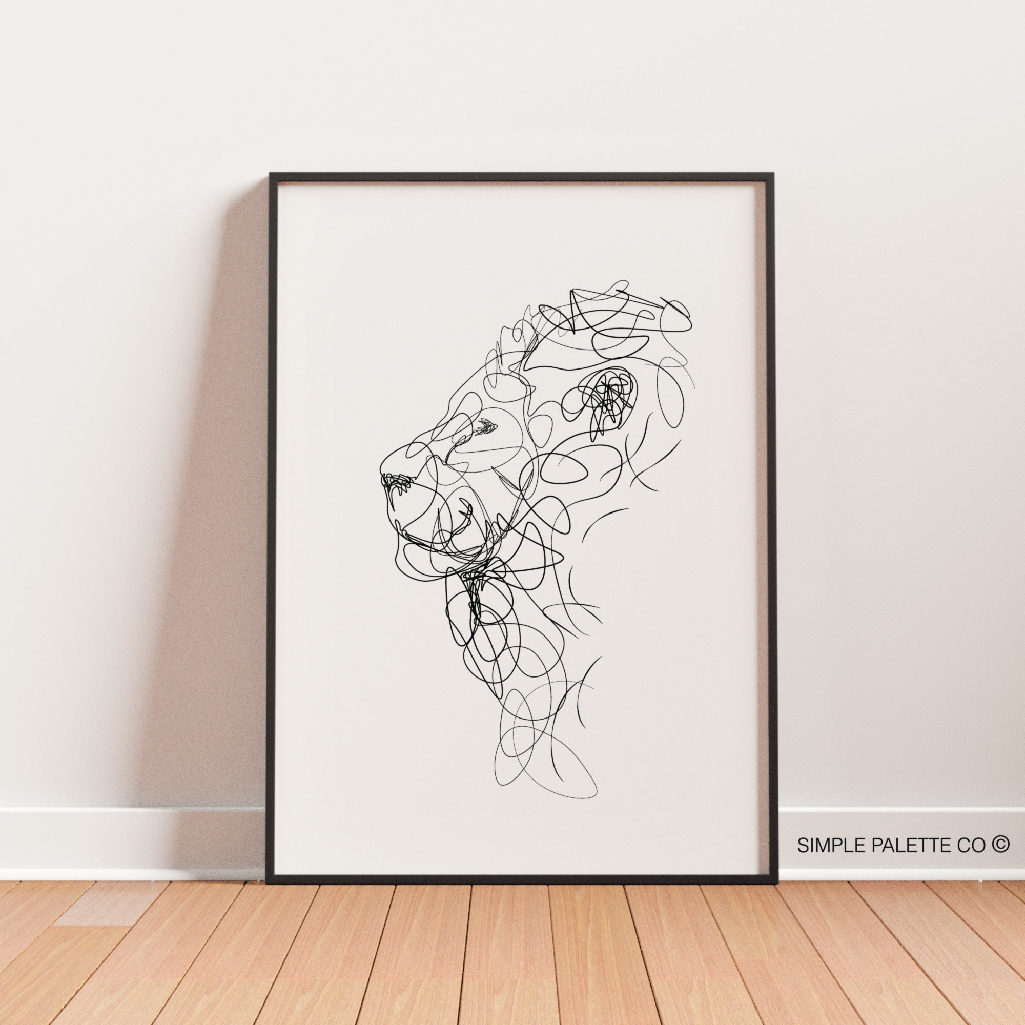 Simple Lion Head Line Drawing