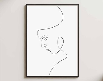 Minimal Face Print - Etsy