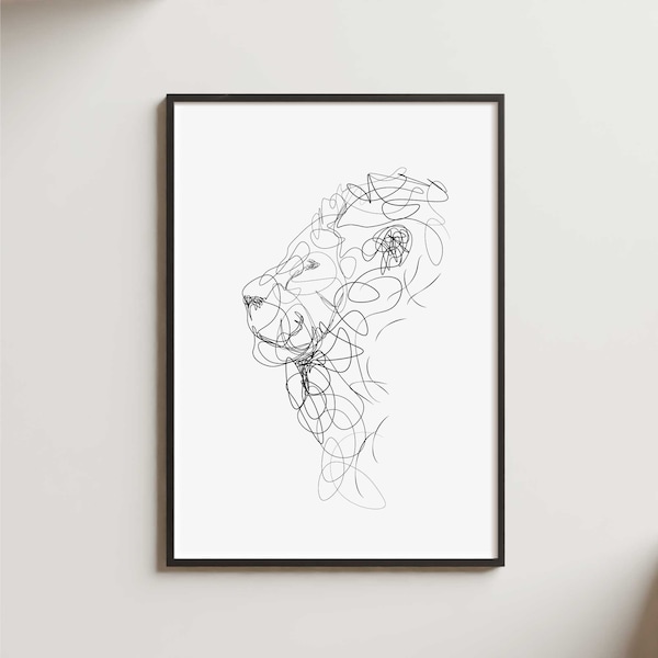 Lion Line Art - Etsy