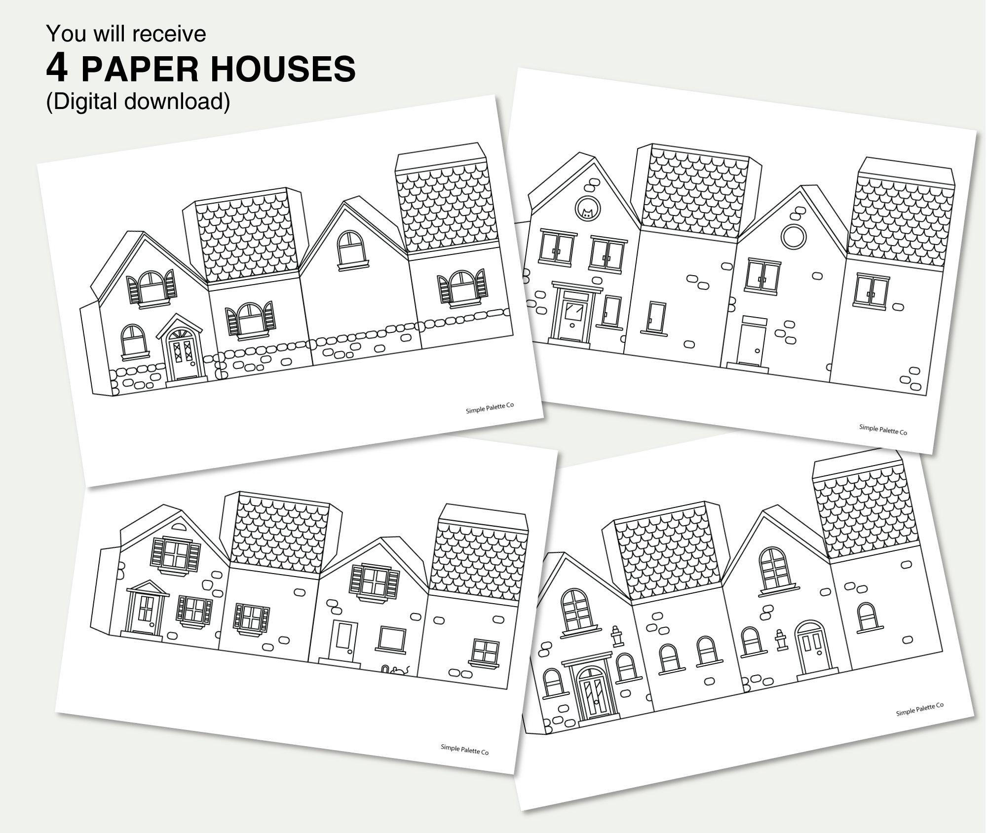 Printable Paper Houses, Printable 3D Paper House Set, Paper House Model ...