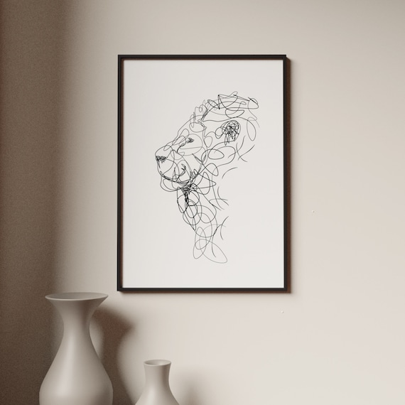 Lion Face Line Drawing