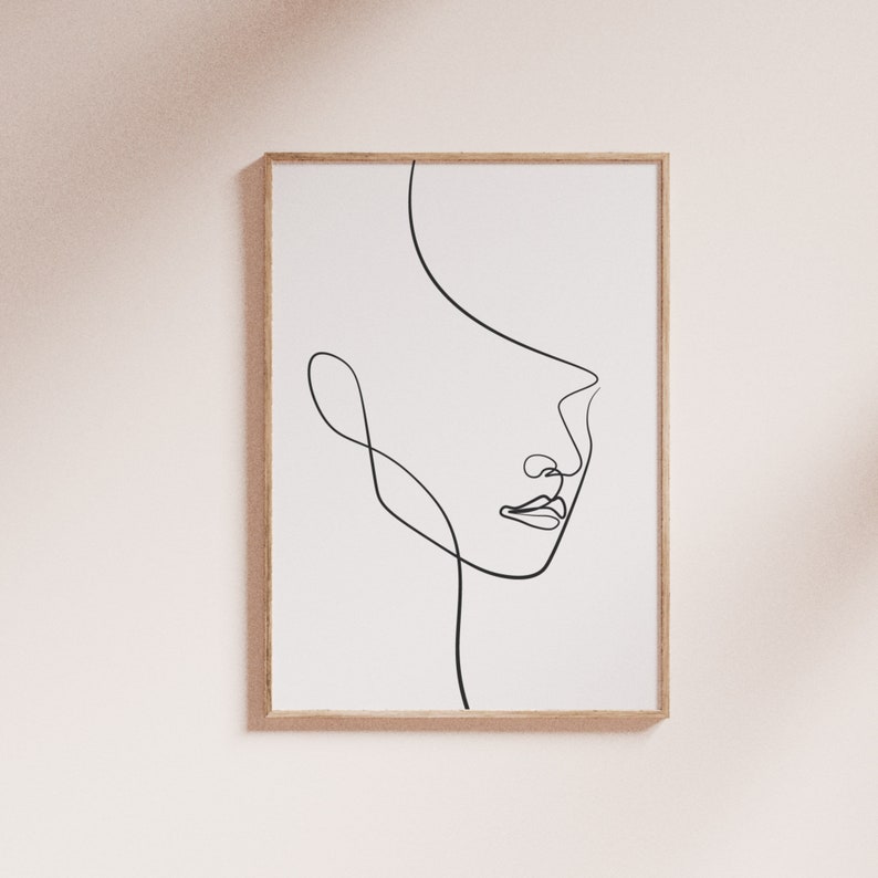 Face Line Art Print Set of 3, Triptych One Line Art, One Line Drawing ...