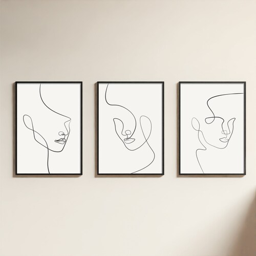 Lovers Line Art Print Set Set of 2 Prints Printable Wall - Etsy