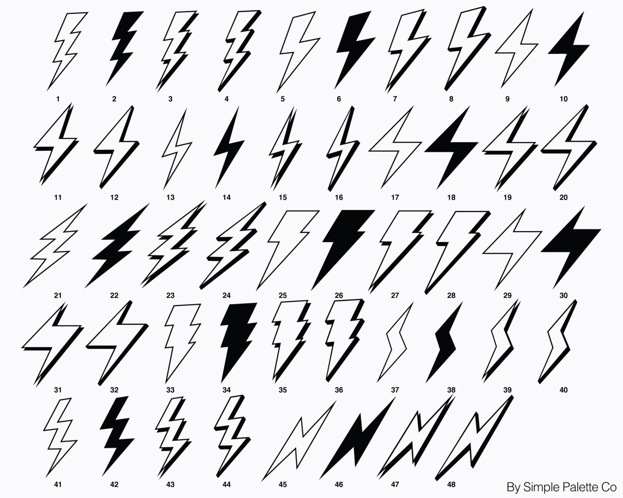 Lightning Bolt SVG Bundle, 48 Lightning Bolt Designs, PNG, EPS ...