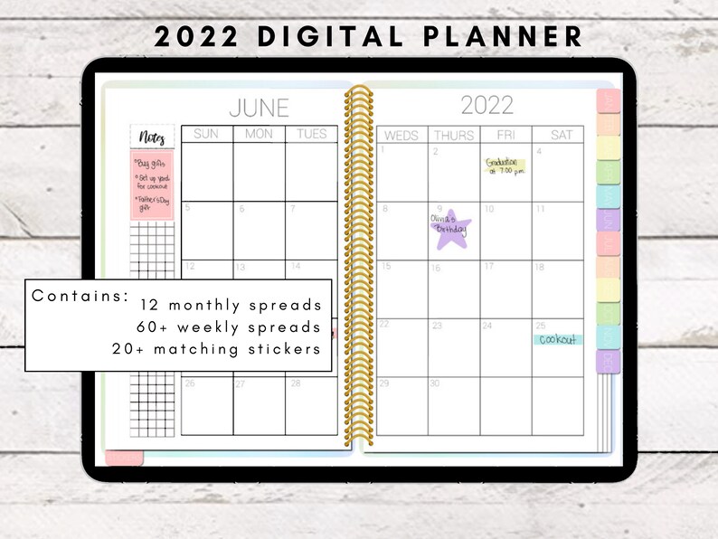 2022 Digital Planner Rainbow Aesthetic Planner Goodnotes | Etsy