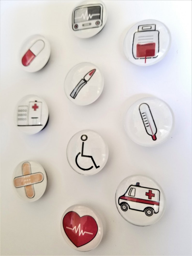 10 Hospital Themed 1 Glass Round Fridge Magnets for Gift, Refrigerator ...
