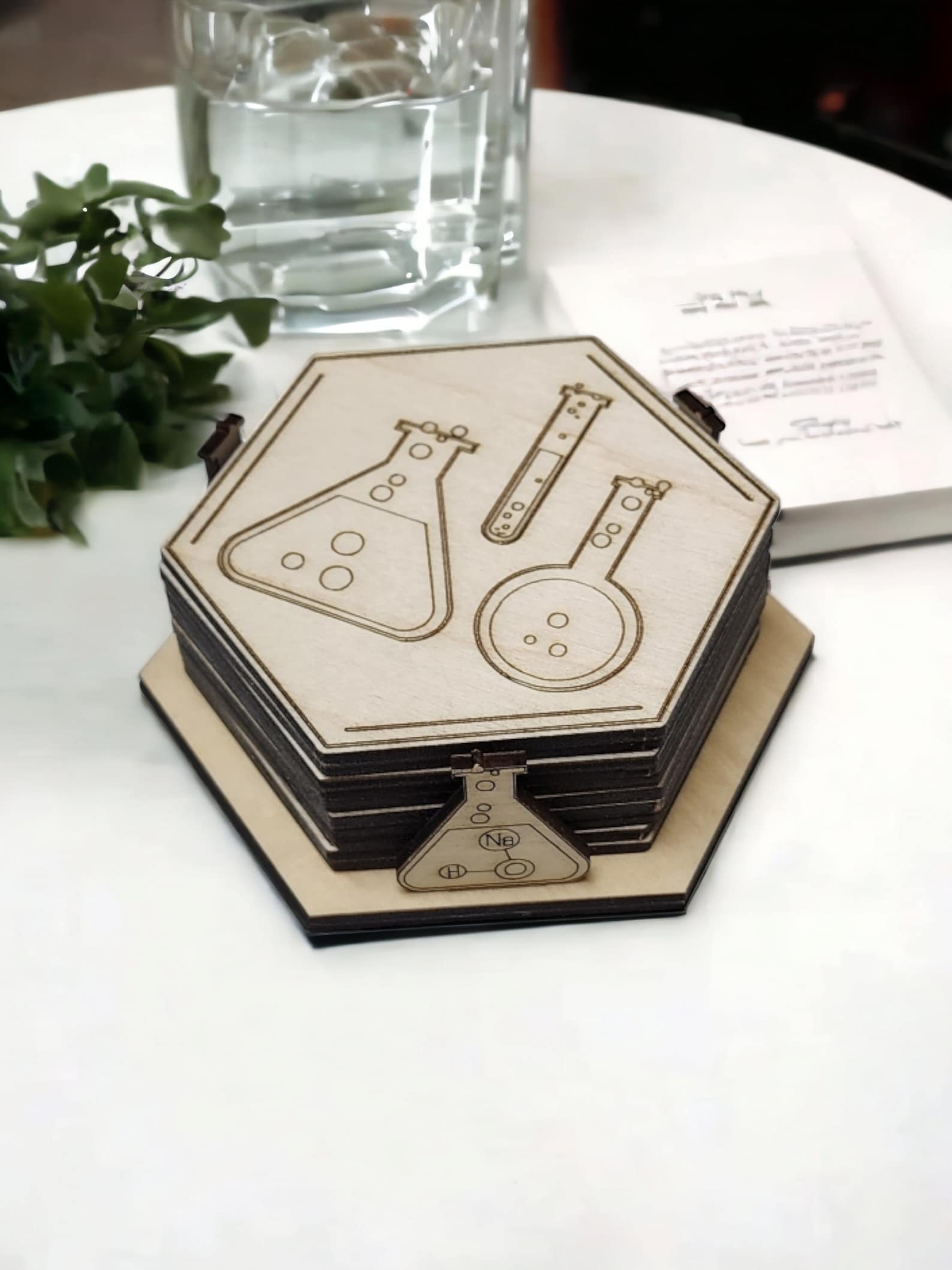 10 Chemistry Science Coasters With Optional Holder for Gift Natural ...