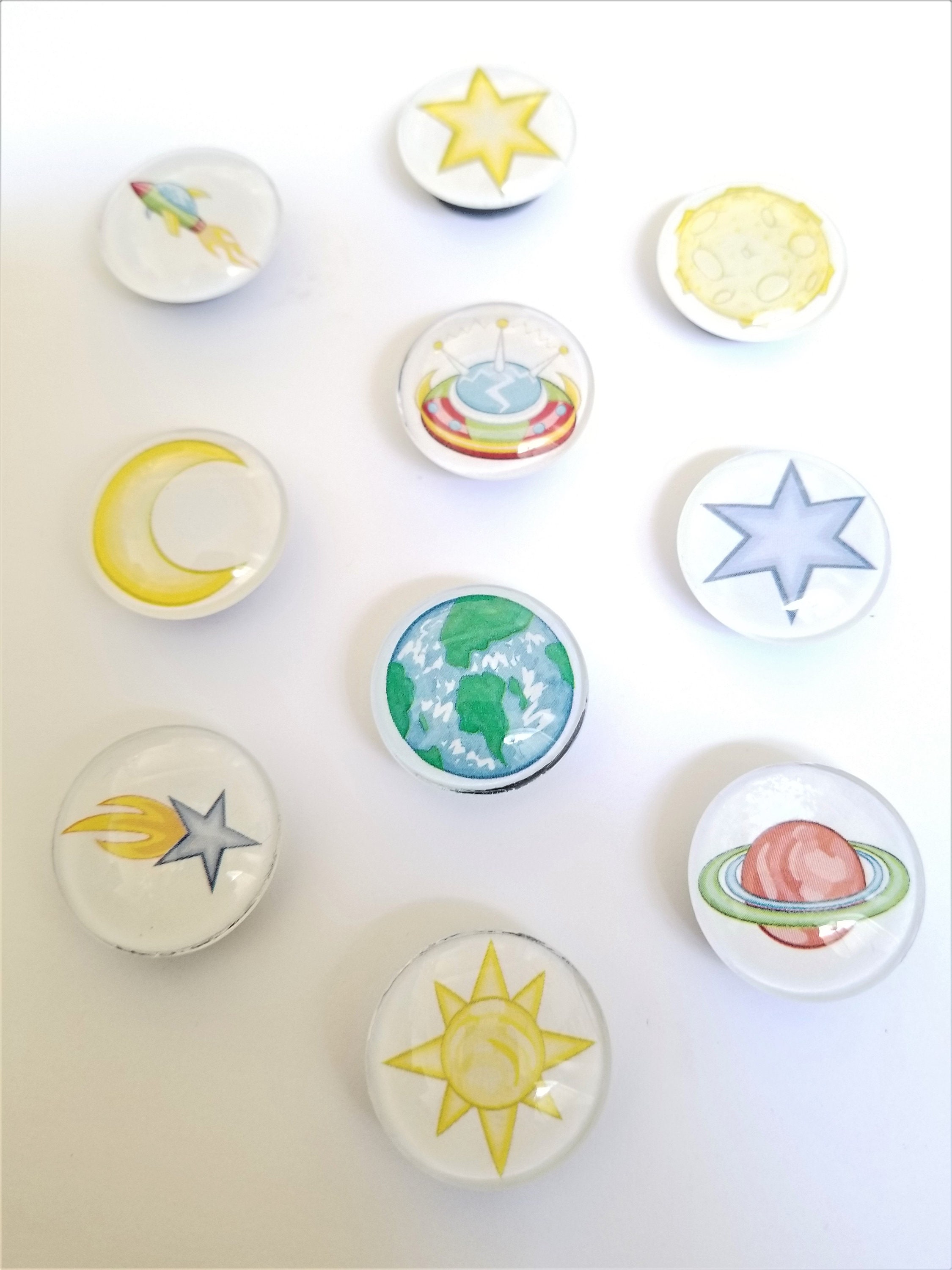 Space Theme Glass Magnets, Planets, Stars, Handmade (set of 10) - Etsy