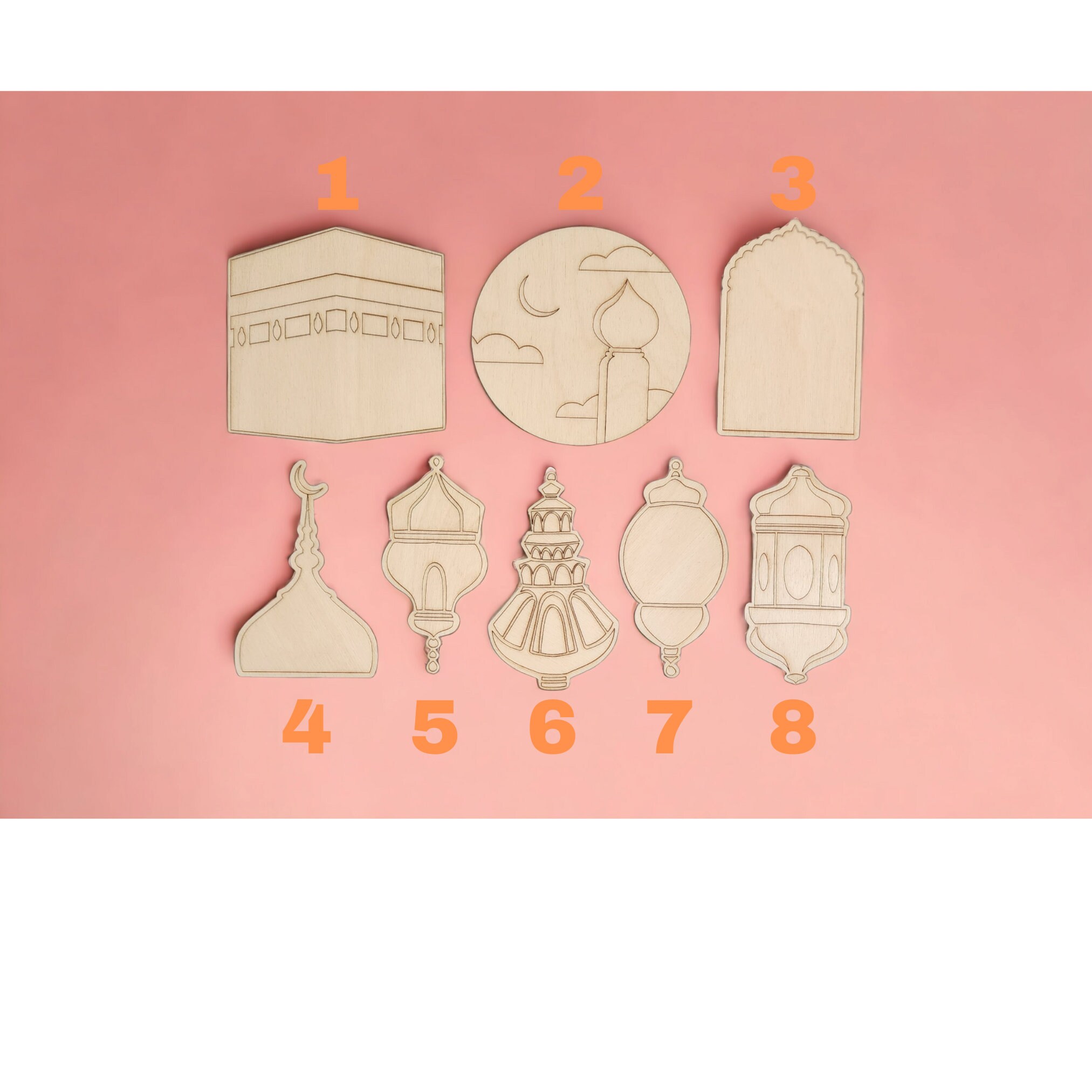 Islamic Wood Cutouts (set of 8) – Ramadan Eid DIY Craft - Etsy