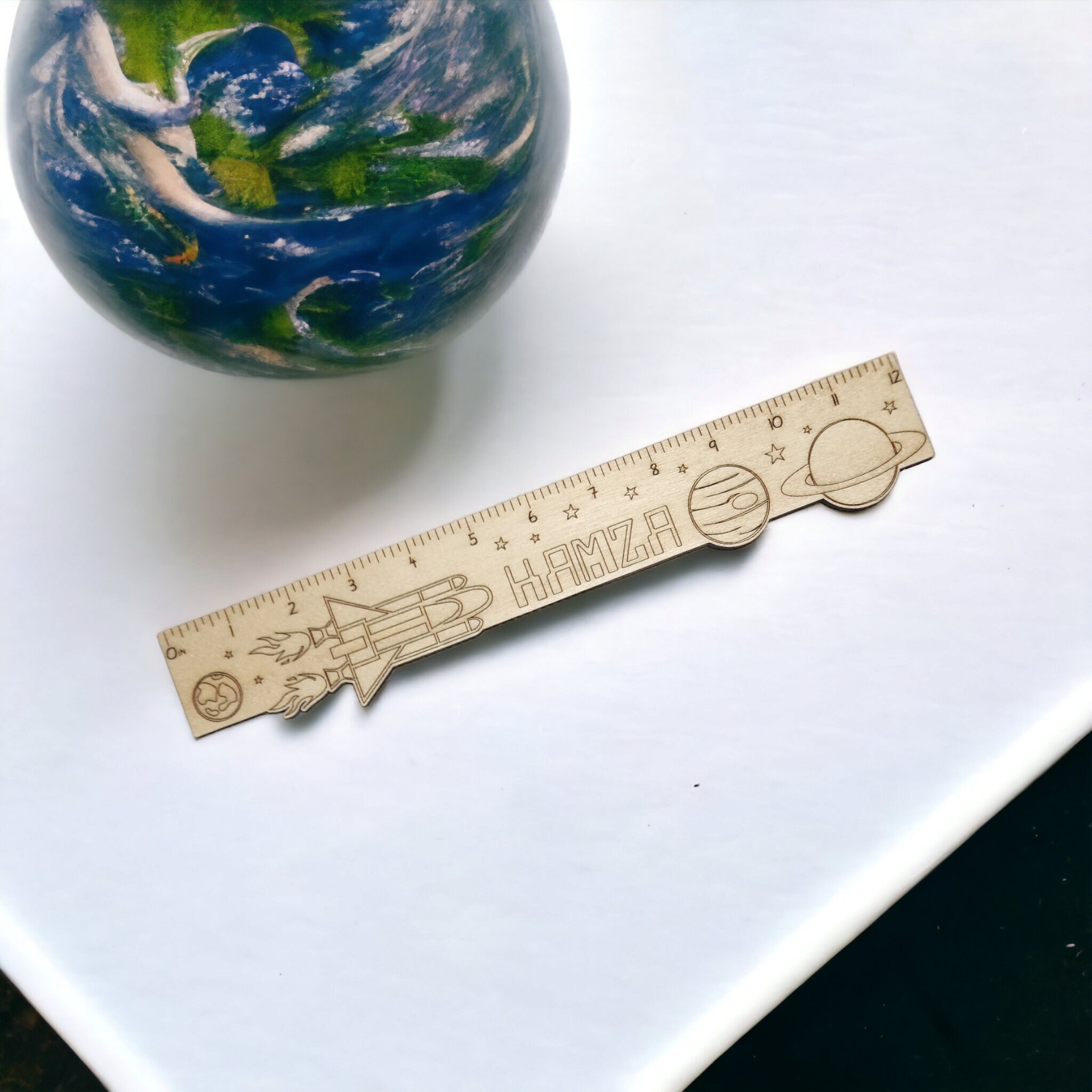 CUSTOM 12" (30cm) Ruler - Space Ship Design - Unique Desk or School ...