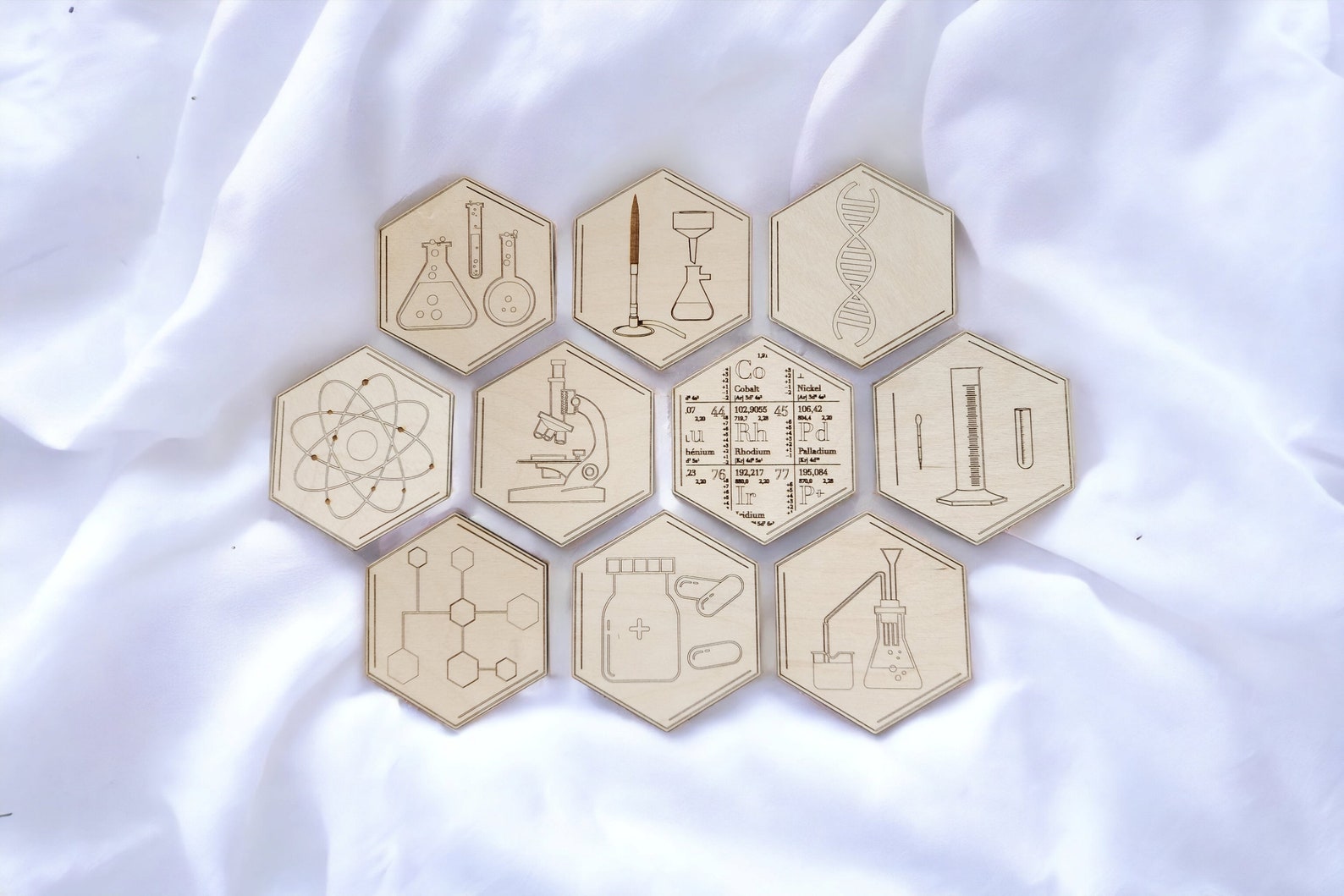 10 Chemistry Science Coasters With Optional Holder for Gift Natural ...