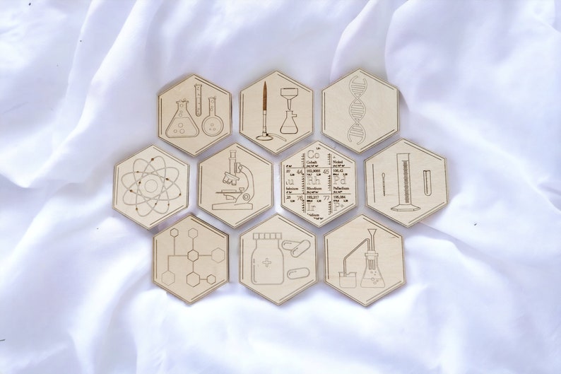 10 Chemistry Science Coasters With Optional Holder for Gift Natural ...