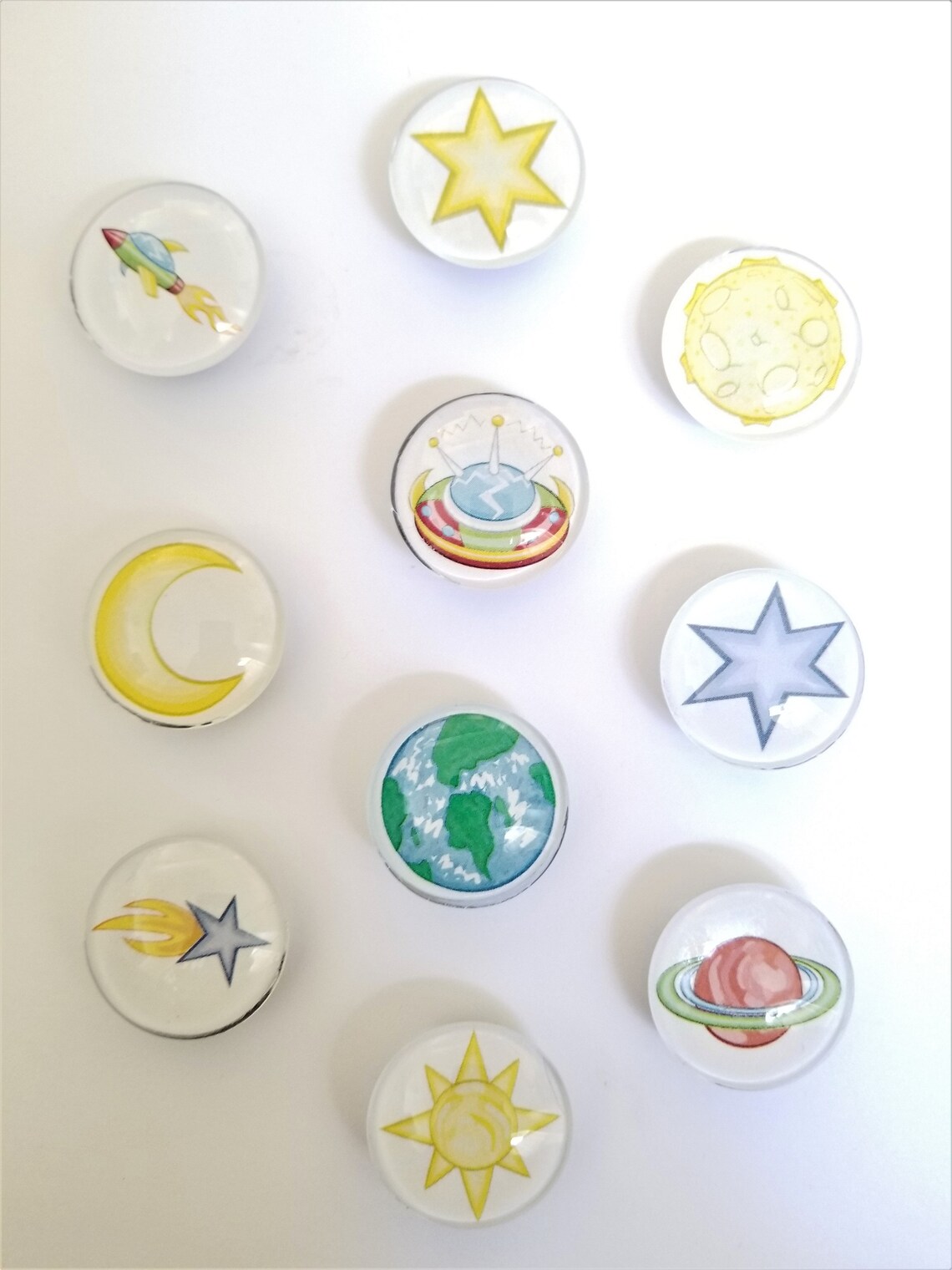 Space Theme Glass Magnets, Planets, Stars, Handmade (set of 10) - Etsy