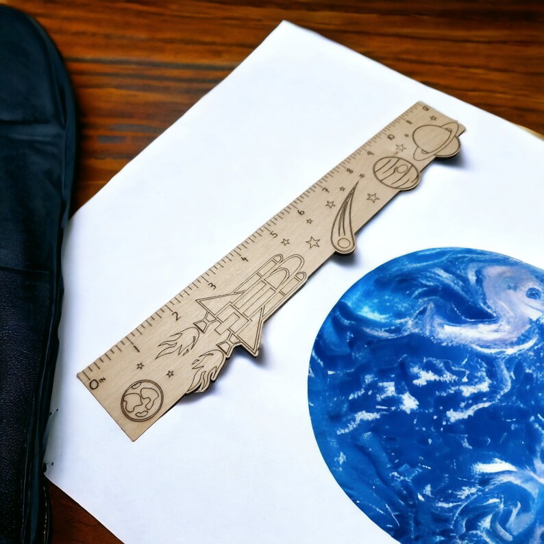 12" (30cm) Ruler - Space Ship Design - Unique Desk or School Supplies ...