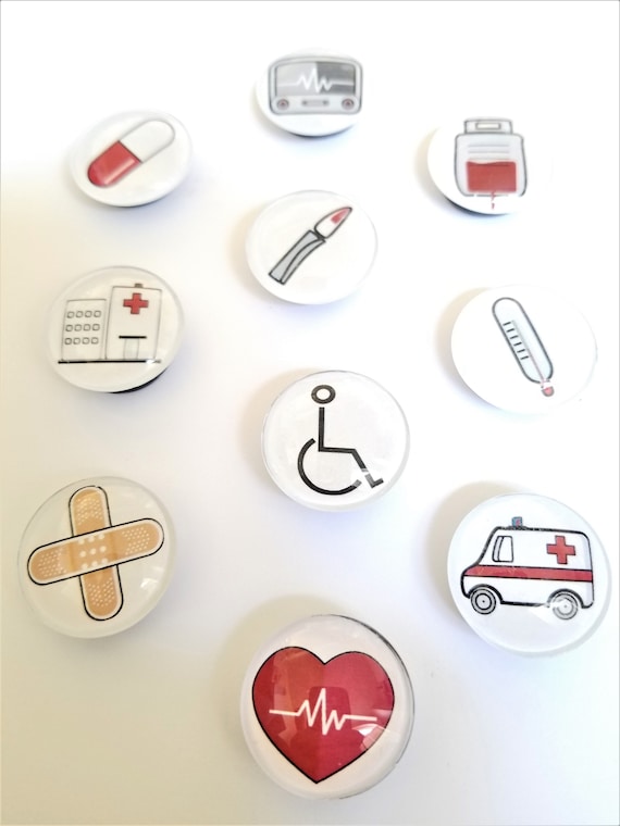 10 Hospital Themed 1 Glass Round Fridge Magnets | Etsy