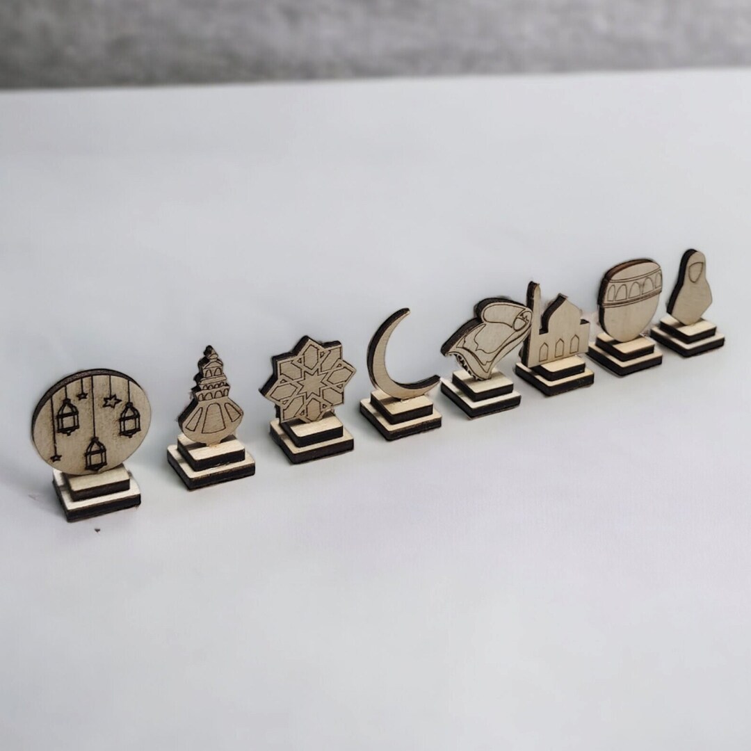 SET of 8 Islamic Game Board Place Holders 3mm Wood Ramadan or Eid Gift ...