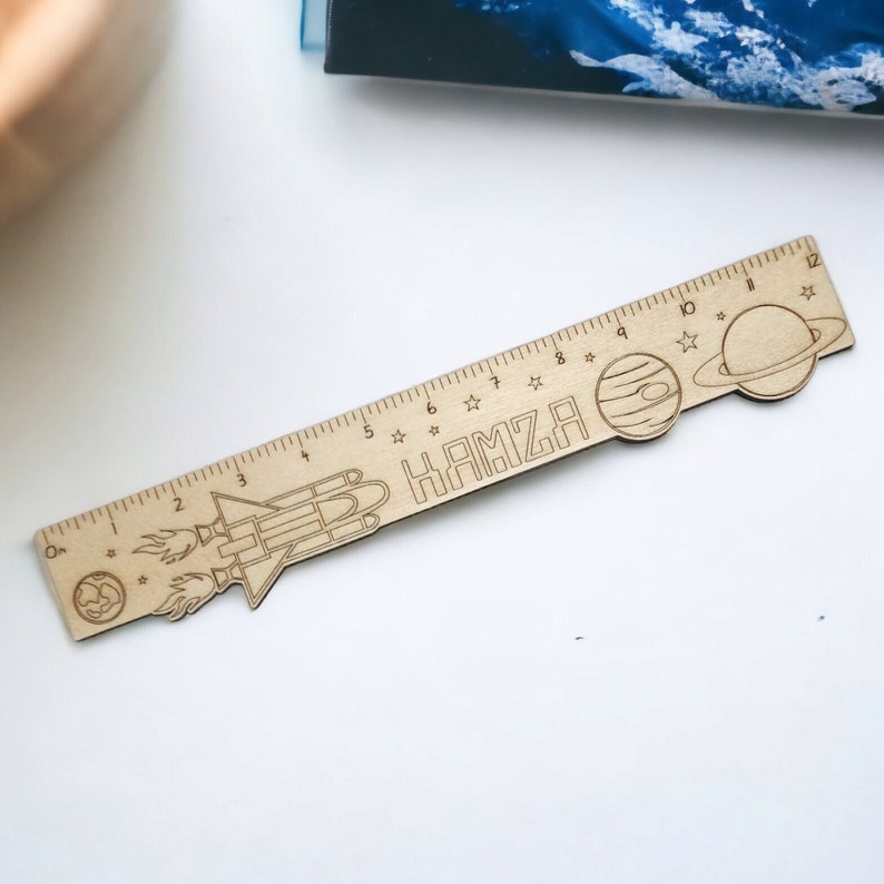 CUSTOM 12" (30cm) Ruler - Space Ship Design - Unique Desk or School ...