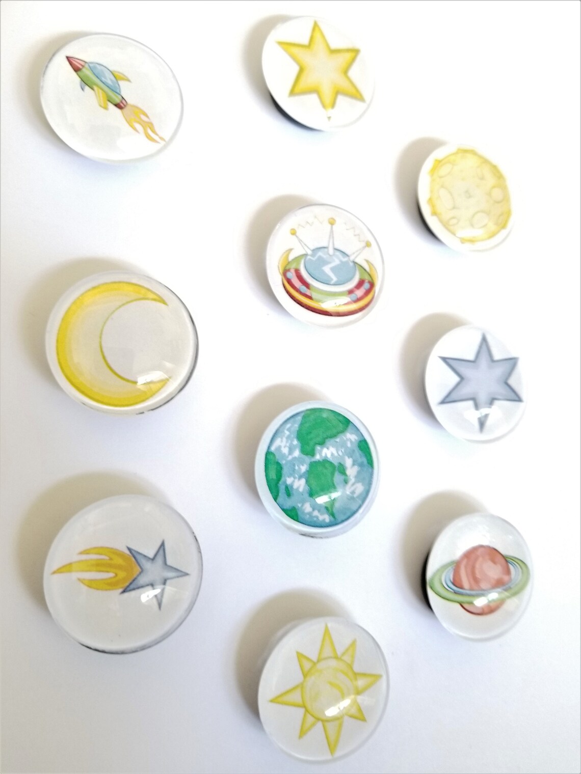 Space Theme Glass Magnets, Planets, Stars, Handmade (set of 10) - Etsy