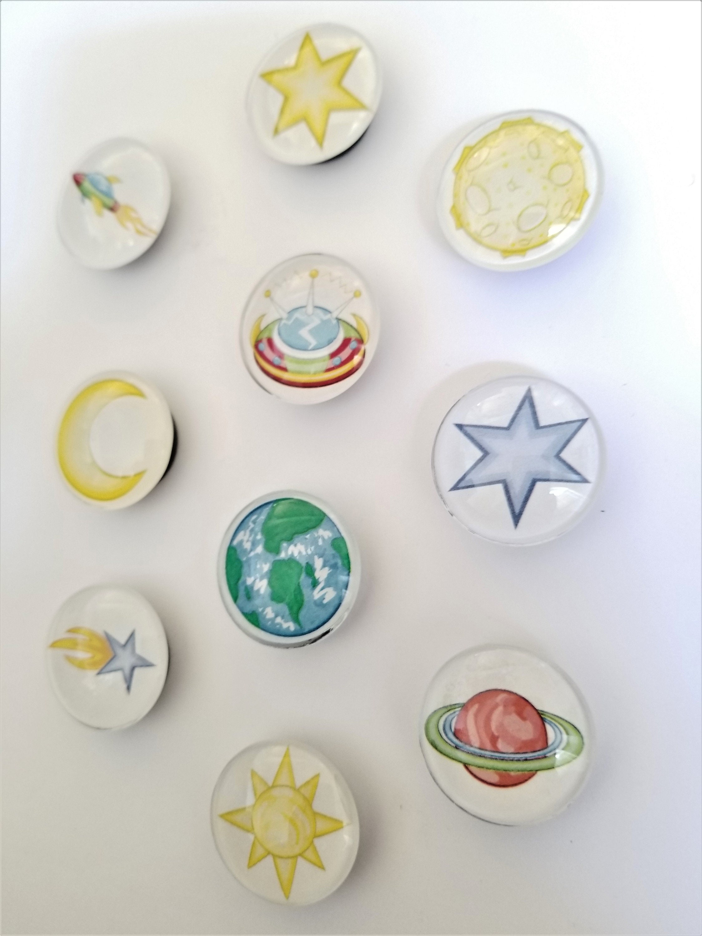 Space Theme Glass Magnets, Planets, Stars, Handmade (set of 10) - Etsy