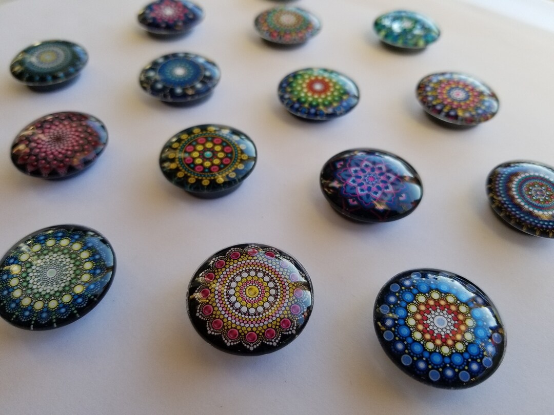 15 Beautiful 1" Glass Round Fridge Magnets, Refrigerator Magnets ...