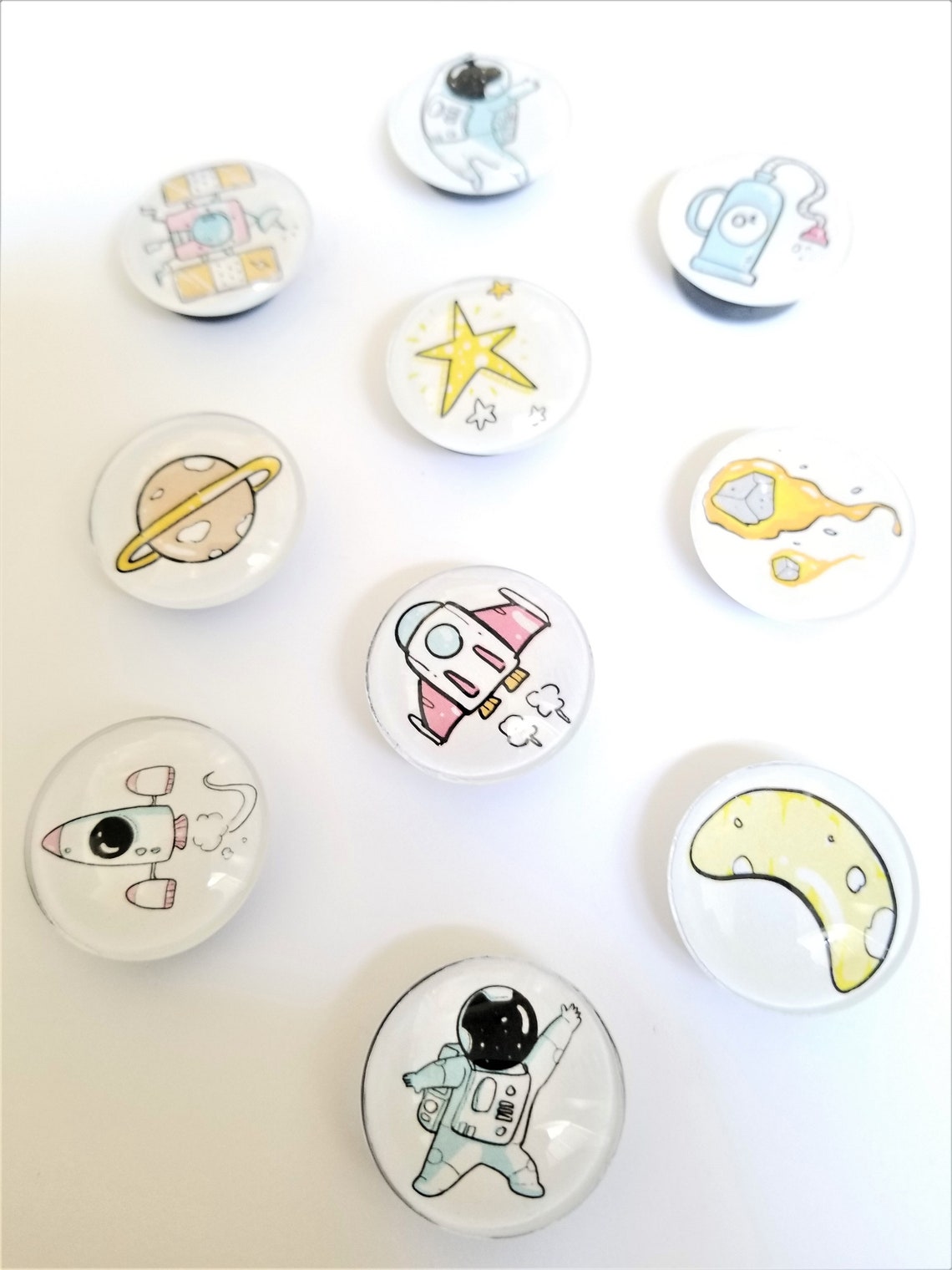 10 Space Themed 1 Glass Round Fridge Magnets, Refrigerator Magnets ...