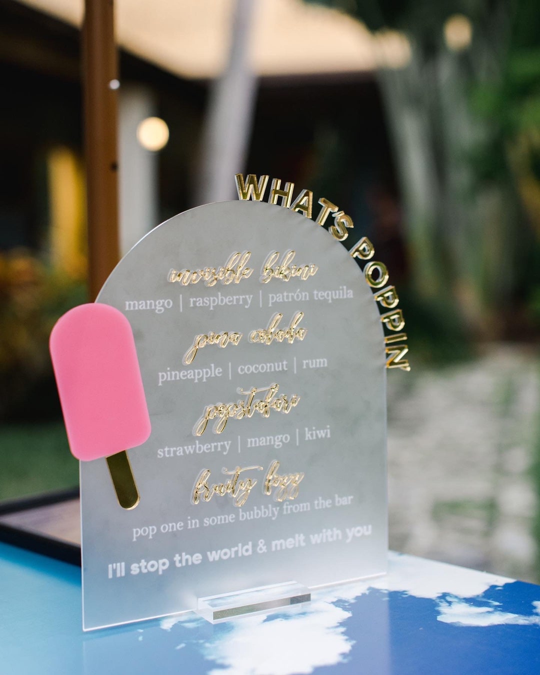 Laser Engraved Acrylic Bar Menu Signature Drink Menu Bar Menu Wedding ...