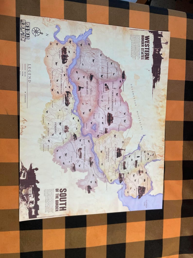 Red Dead Redemption Map Custom 11 X 14 pristine or Ruined - Etsy
