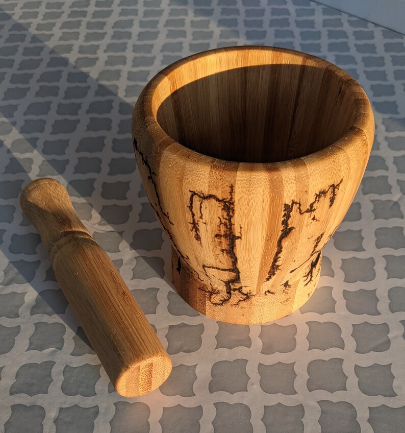 Fractal Burned Bamboo Mortar and Pestle - Etsy