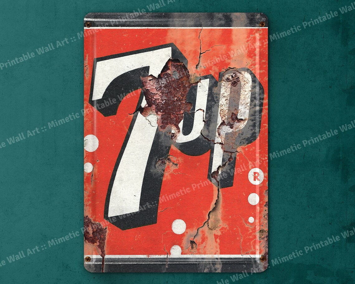 Vintage 7Up PosterRusty and Clear Download Digital Print | Etsy