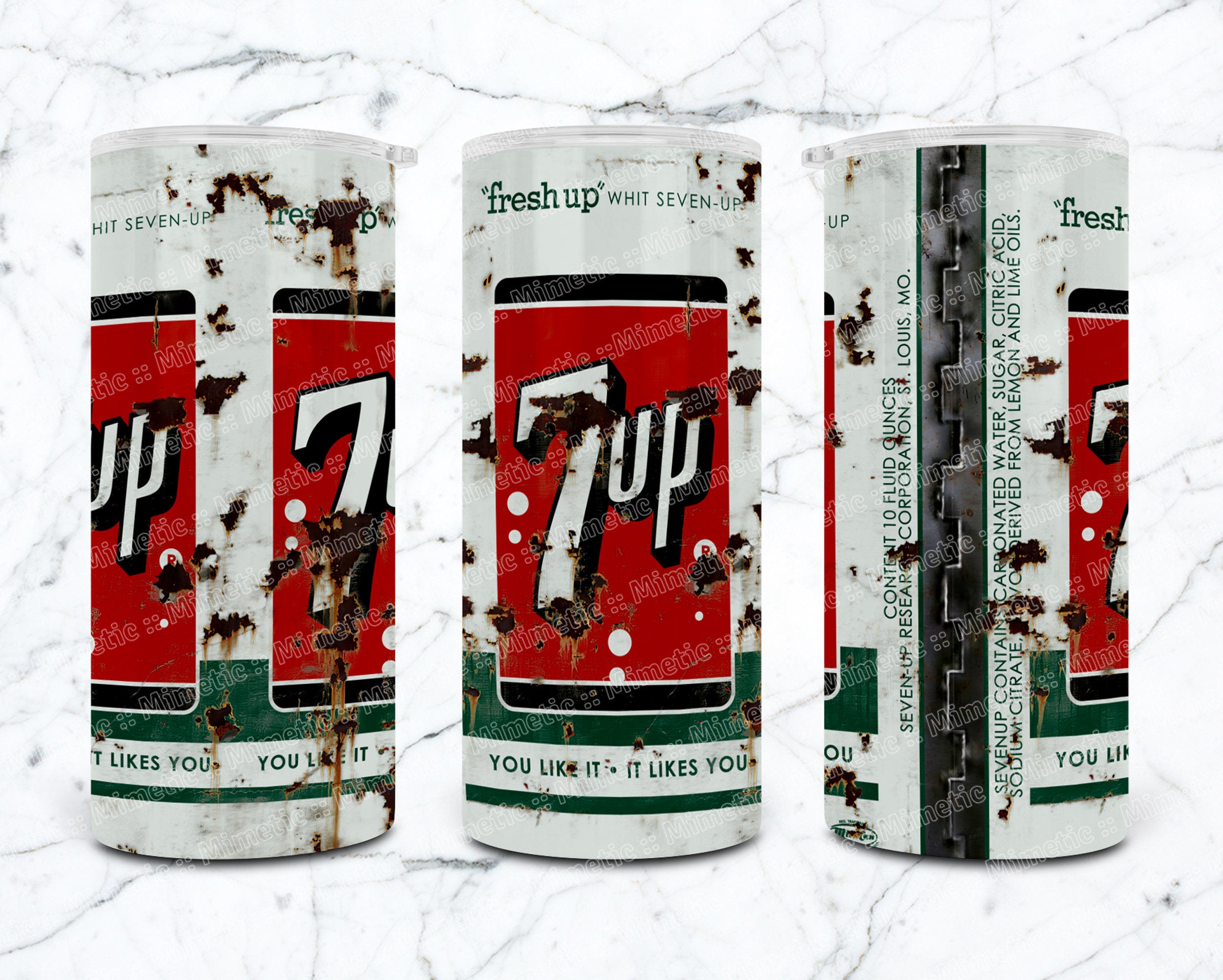 7up First Can Tumbler Full Wrap 7 up can 20oz Skinny | Etsy