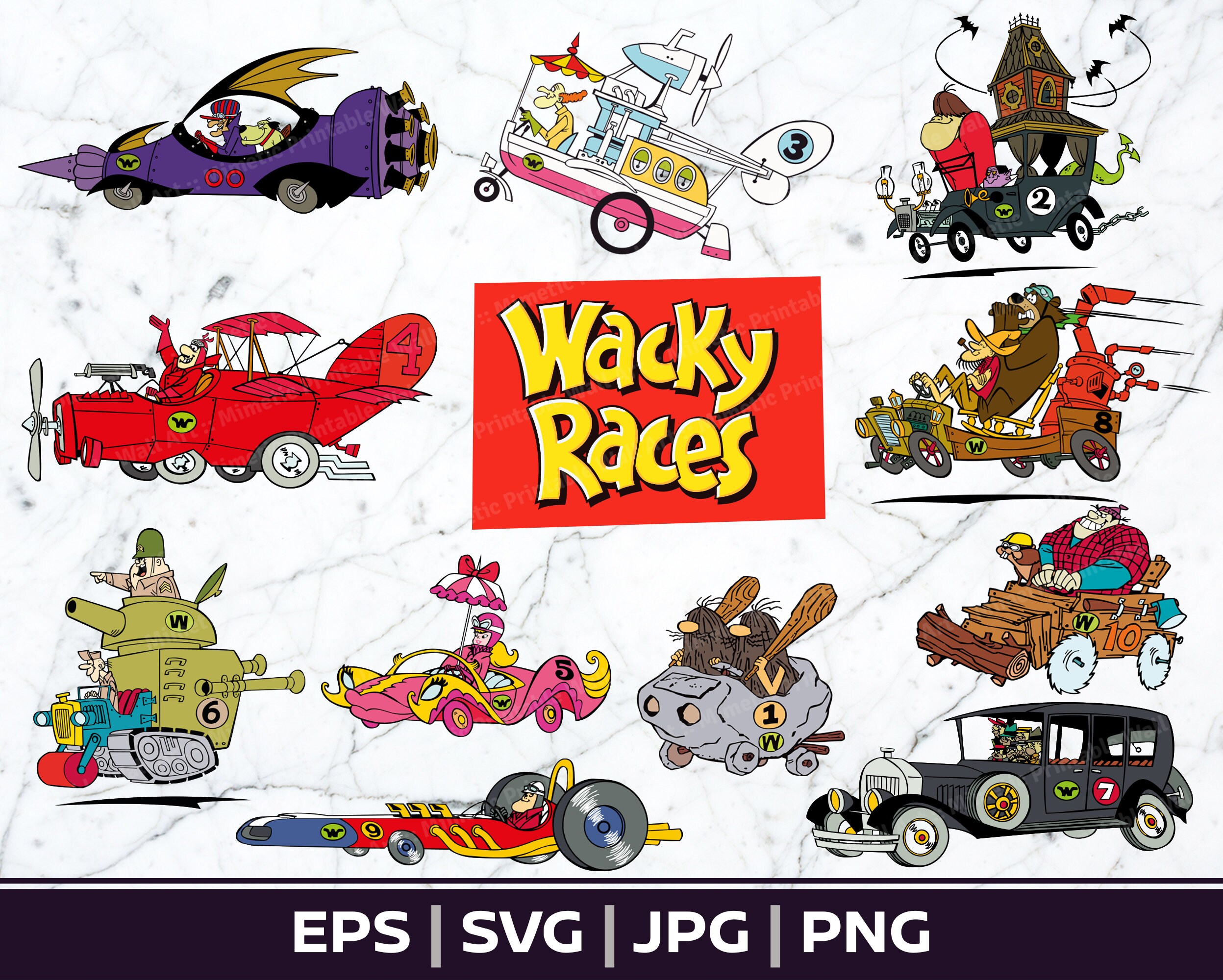 Wacky Races 2 in 1 Vector Art Wacky Races Bundle Layered cut | Etsy