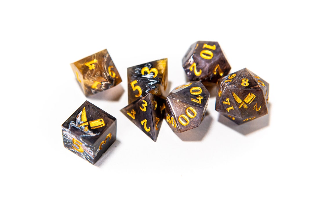 Calico sharp Edge 7pc Polyhedral Dice Set - Etsy