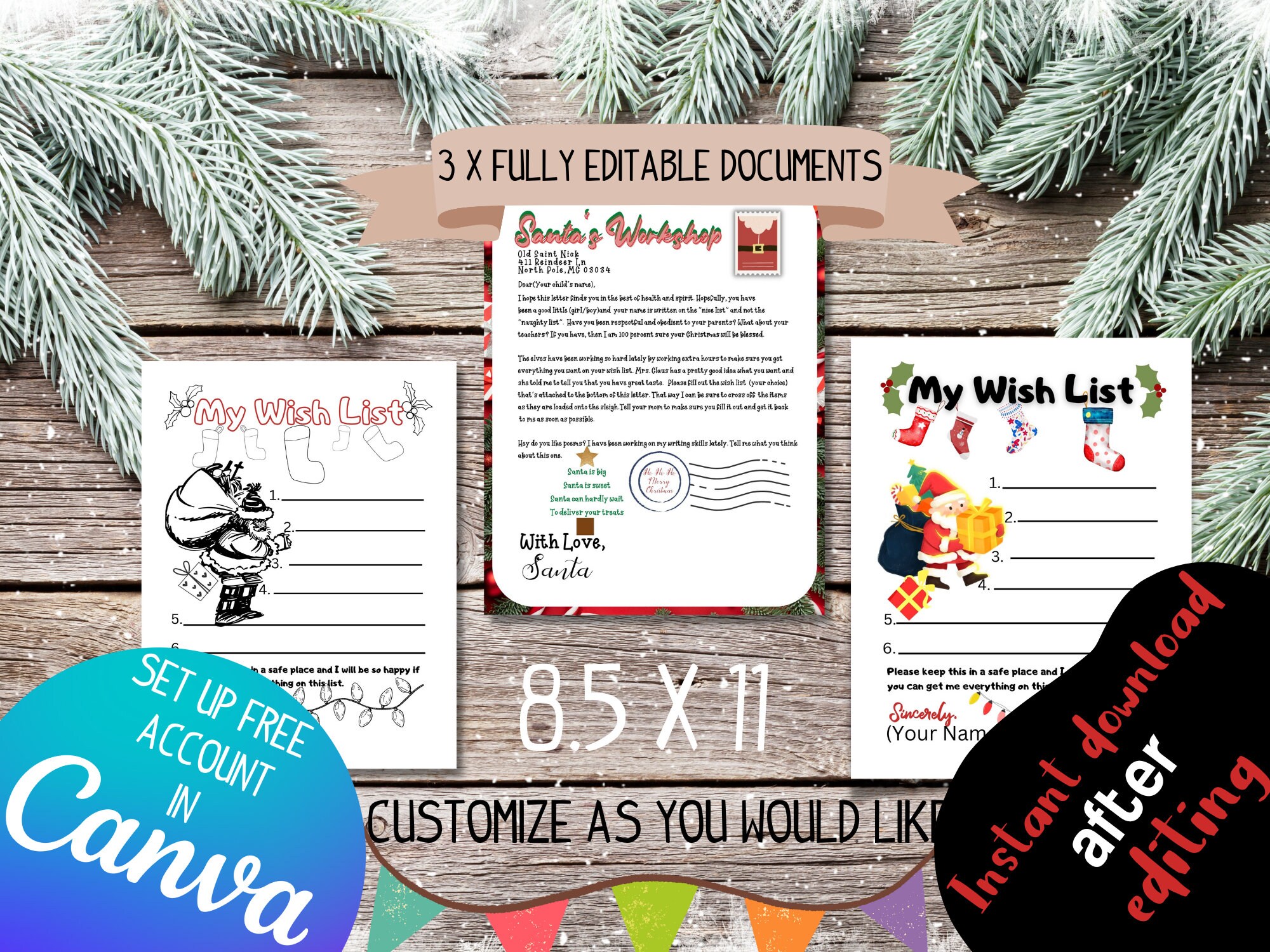 Editable Letter From Santa, Letter From Santa, Santa Letter, Wish List ...