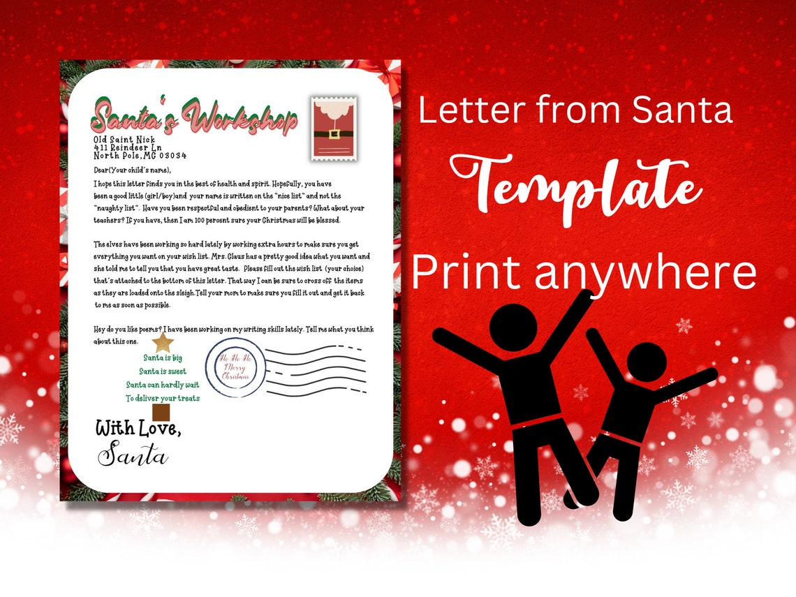 Editable Letter From Santa, Letter From Santa, Santa Letter, Wish List ...