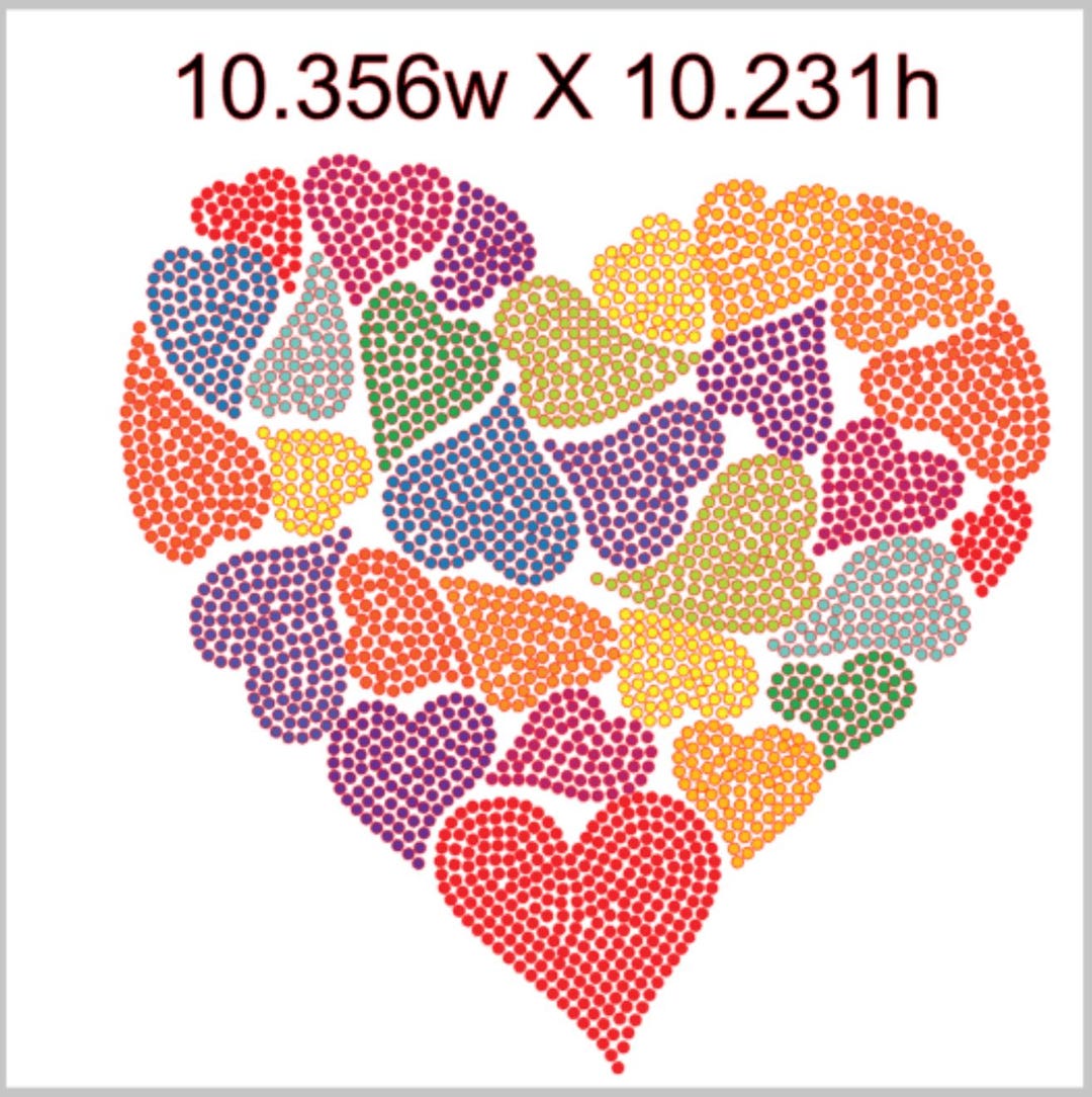 Heart of Hearts, Rhinestone Design Template, SS10, 10.356w X 10.231h ...