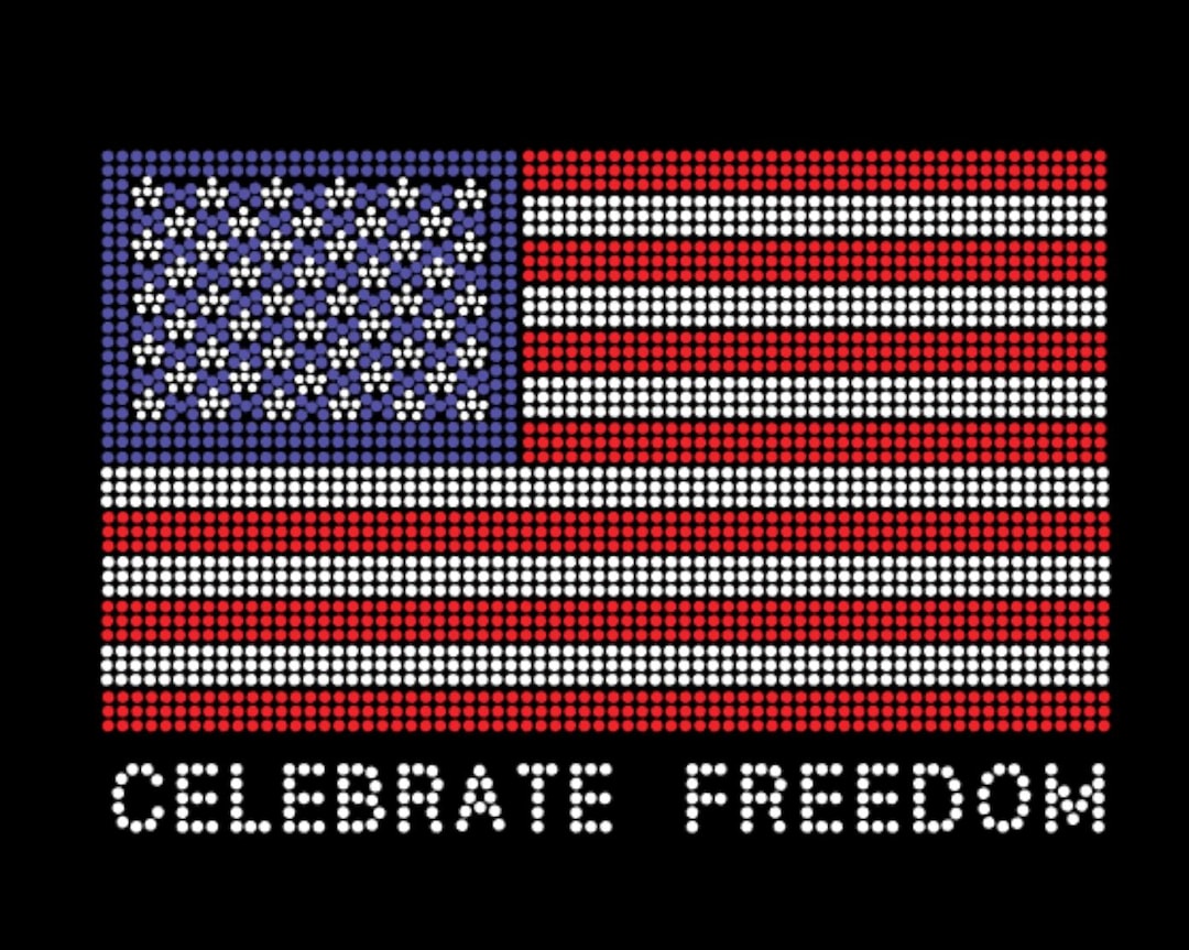 Celebrate Freedom American Flag, Rhinestone Design Template, 10.960w X ...