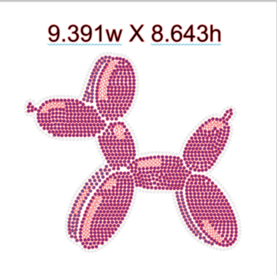 Balloon Dog, Rhinestone Design Template, SS10, 9.391w X 8.643h - Etsy