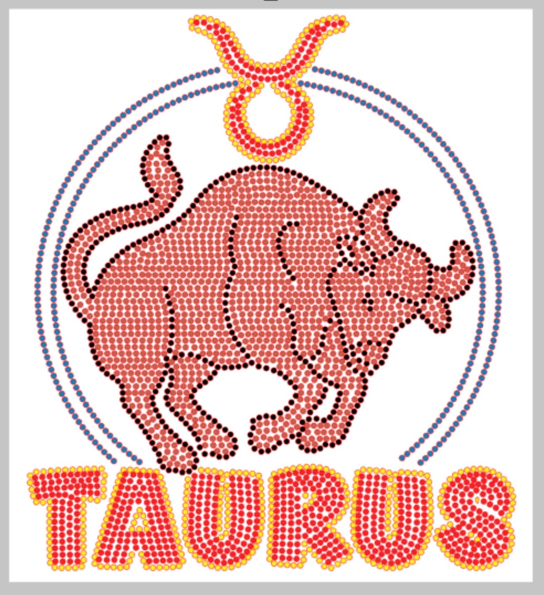 Taurus Circle, Rhinestone Design Template, SS10, 11.197w X 12.732h - Etsy